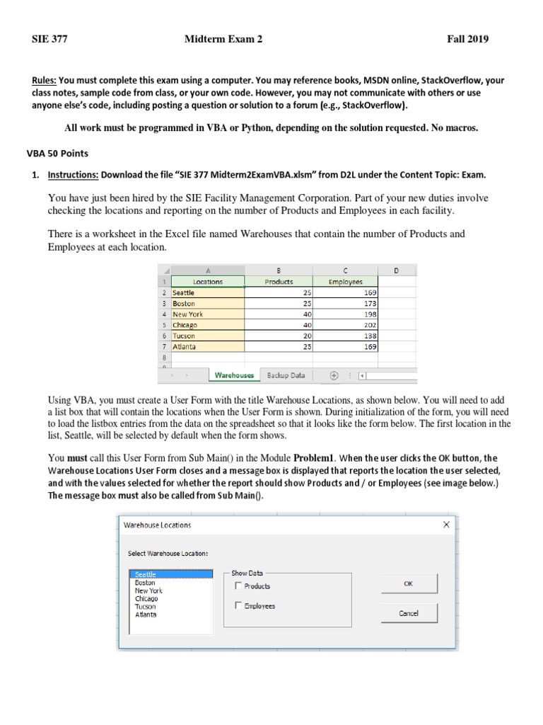 SIE 377 Midterm Exam 2 2019 | PDF | Software | Computing
