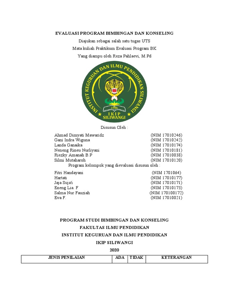(Analisis) EVALUASI PROGRAM BIMBINGAN DAN KONSELING | PDF