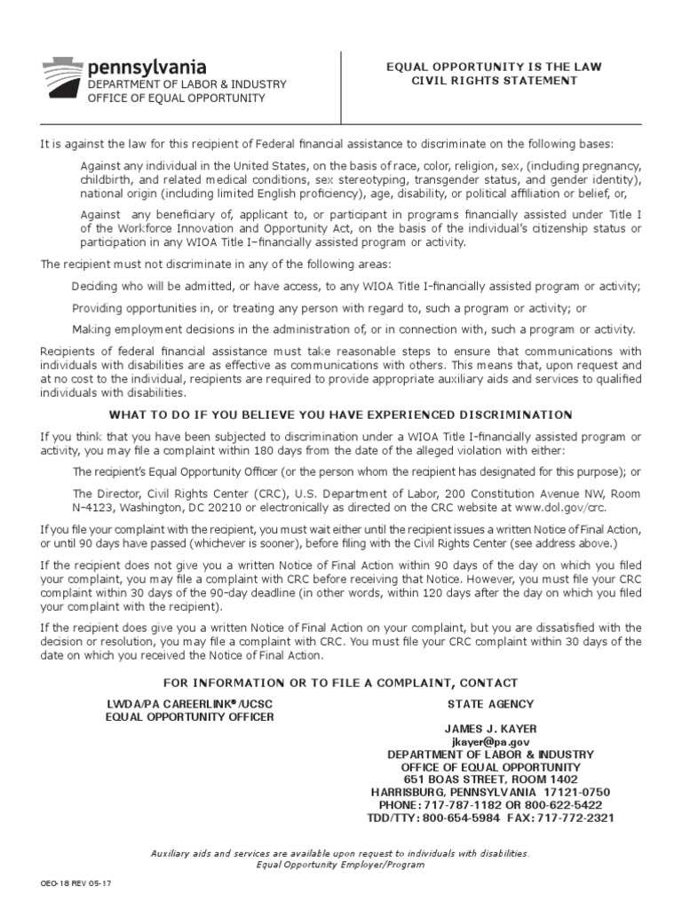 Civil Rights Statement | PDF | Discrimination | Equal Employment ...