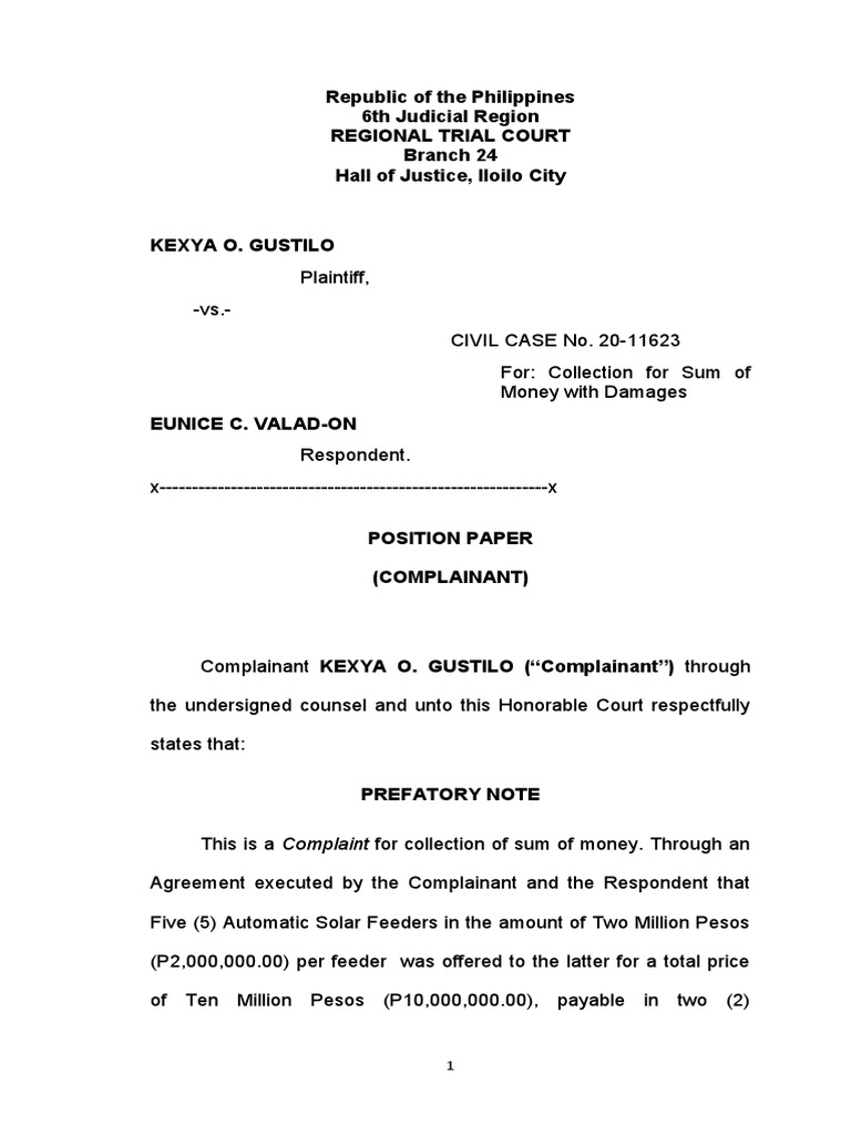 Republic of The Philippines 6th Judicial Region Regional Trial Court ...