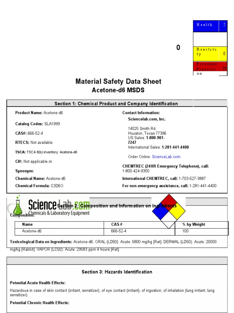 Acetone-d6 Safety Guide | PDF | Toxicity | Water