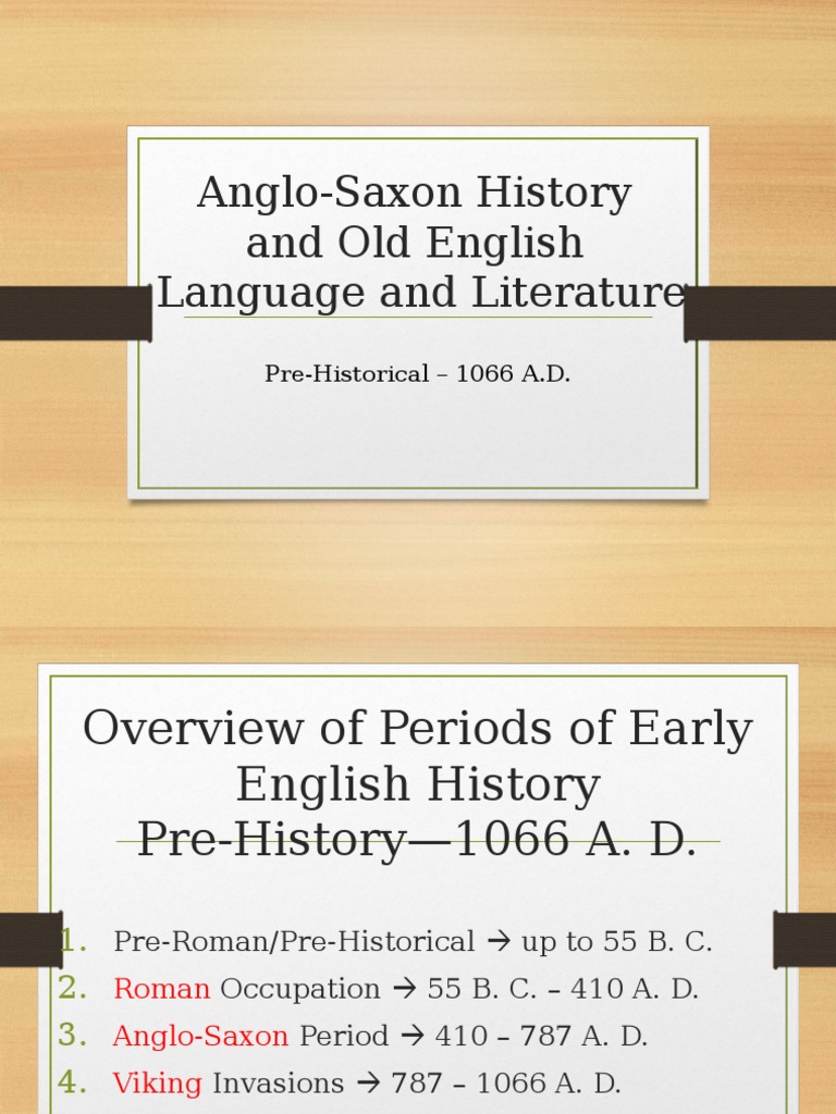 Anglo Saxon Old English History and Literature 1 | PDF | Anglo Saxons ...