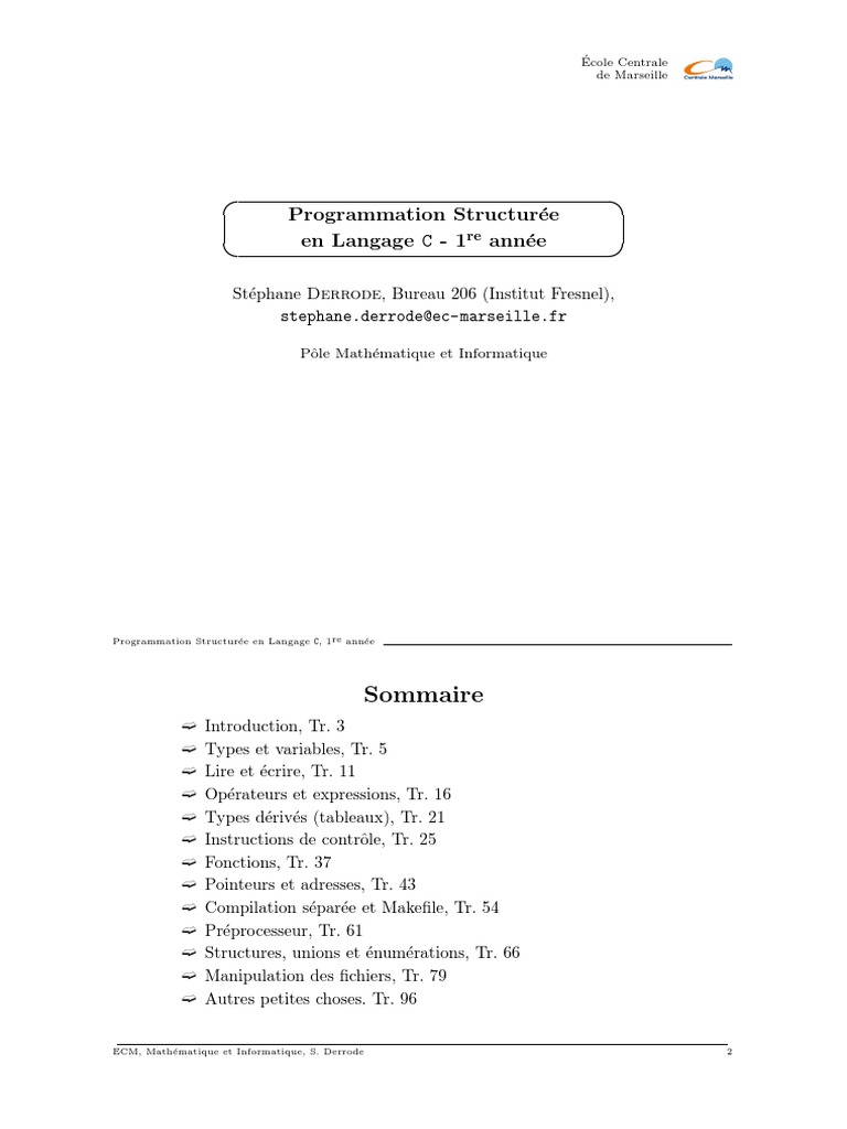 C Structuré pour Débutants en 1re Année | PDF | Pointeur (programmation ...