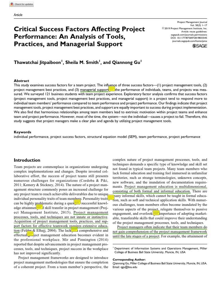 Critical Success Factors Affecting Project | PDF | Project Management ...