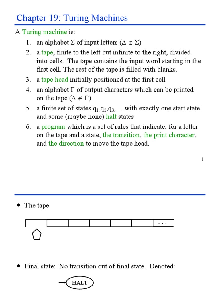 Turing Machines Chapter 19 | PDF | Discrete Mathematics | Computer Science