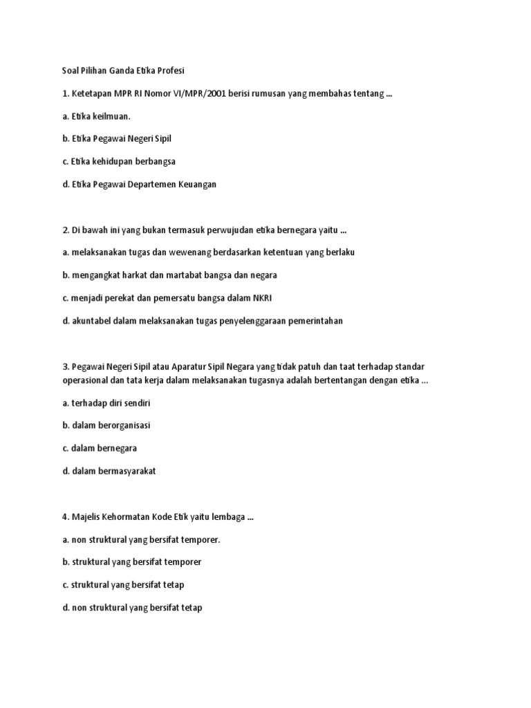 70 Soal PG - ETPROF | PDF