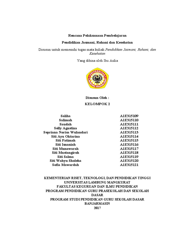 RPP PENJASKES Roll Depan | PDF