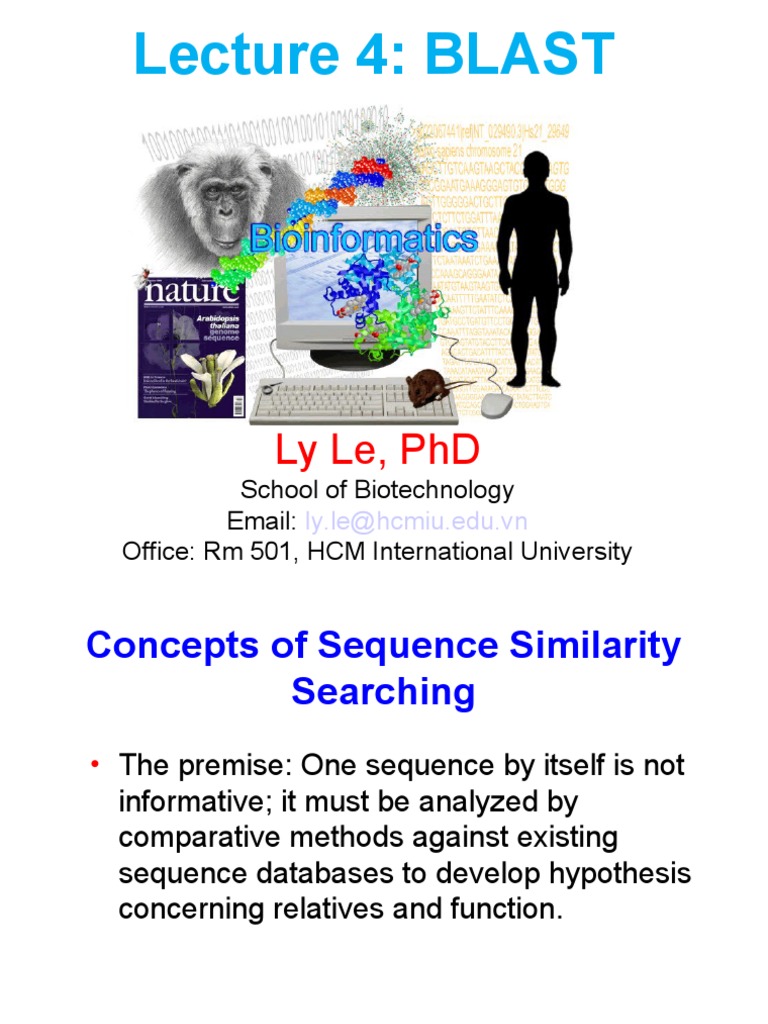 Lecture 4: Blast: Ly Le, PHD | PDF | Sequence Alignment | Computational Biology