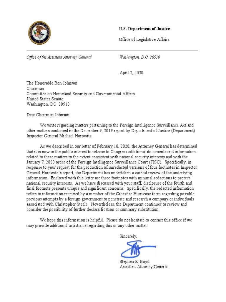 Letter To Senators Grassley and Johnson | PDF