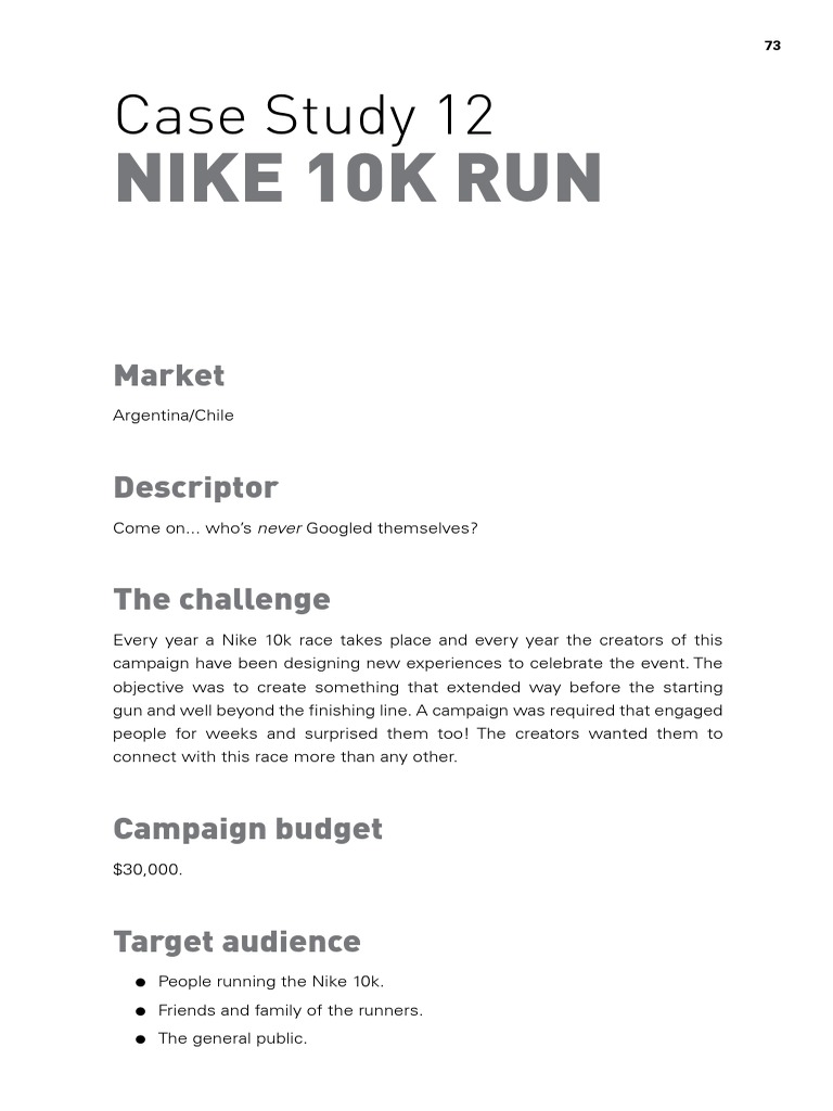 Nike 10k Run: Case Study 12 | PDF | You Tube | Search Engine Optimization