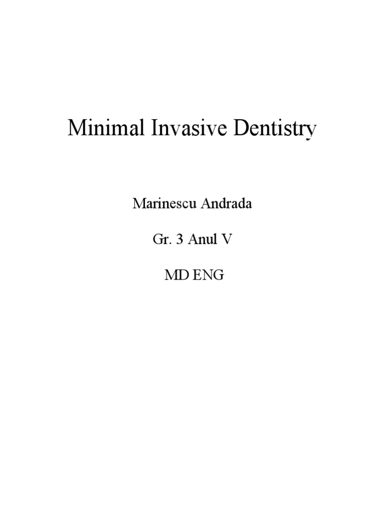 Minimal Invasive Dentistry | PDF | Dental Composite | Mouth