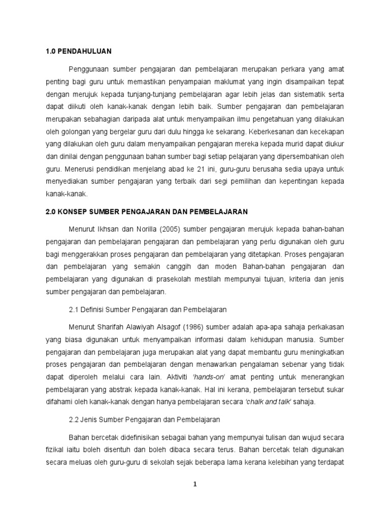 Sumber Bahan PDP Pendidikan Awal Kanak-Kanak | PDF