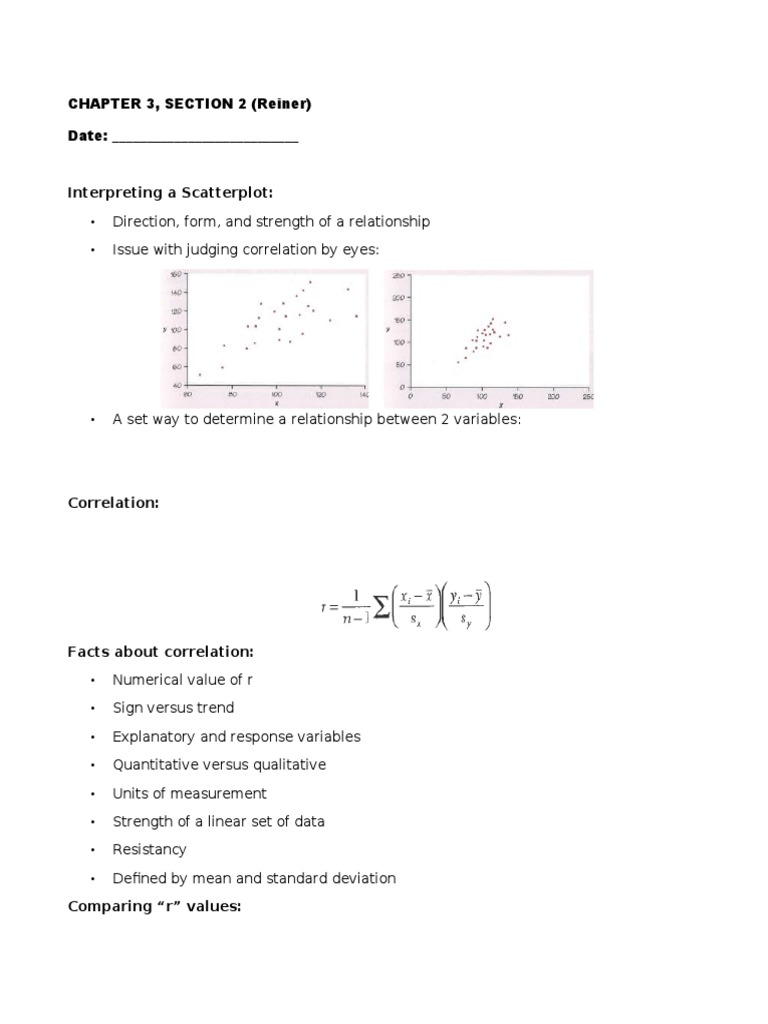 Interpreting A Scatterplot | PDF