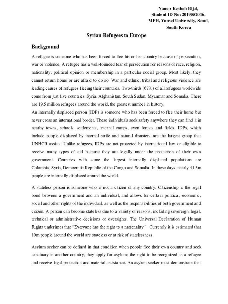 Syrian Refugee Crisis Overview | PDF | Refugee | Internally Displaced ...