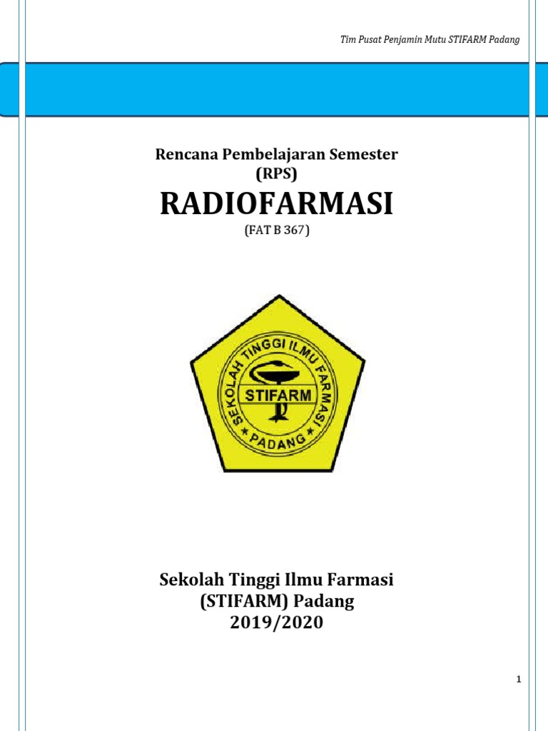 RPS Radiofarmasi STIFARM Padang 2019 | PDF