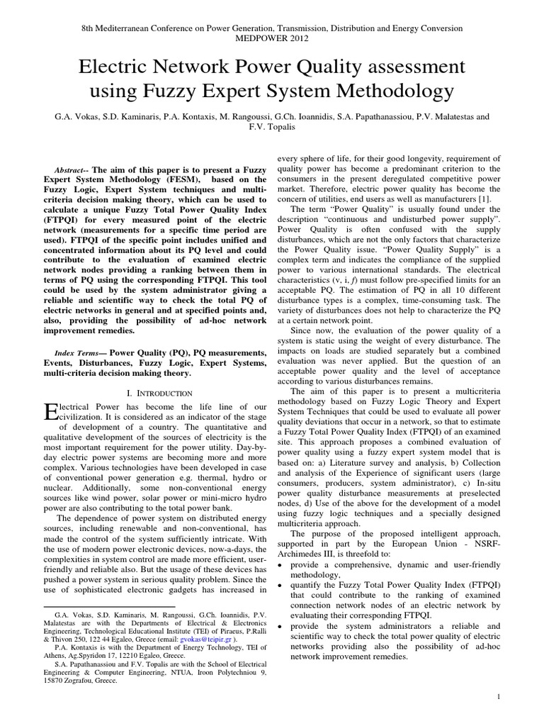Electric Network Power Quality Assessment Using Fuzzy Expert System ...