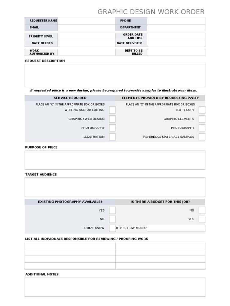 Graphic Design Work Order Form | PDF