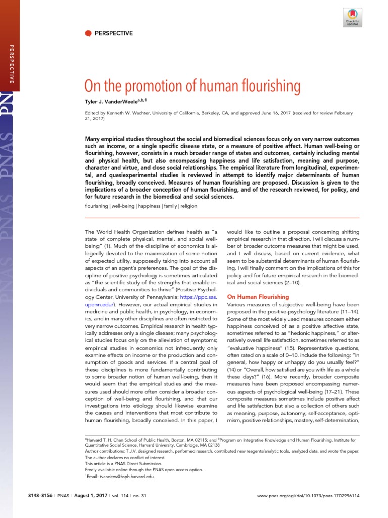 On The Promotion of Human Flourishing: Perspective | PDF | Quality Of ...