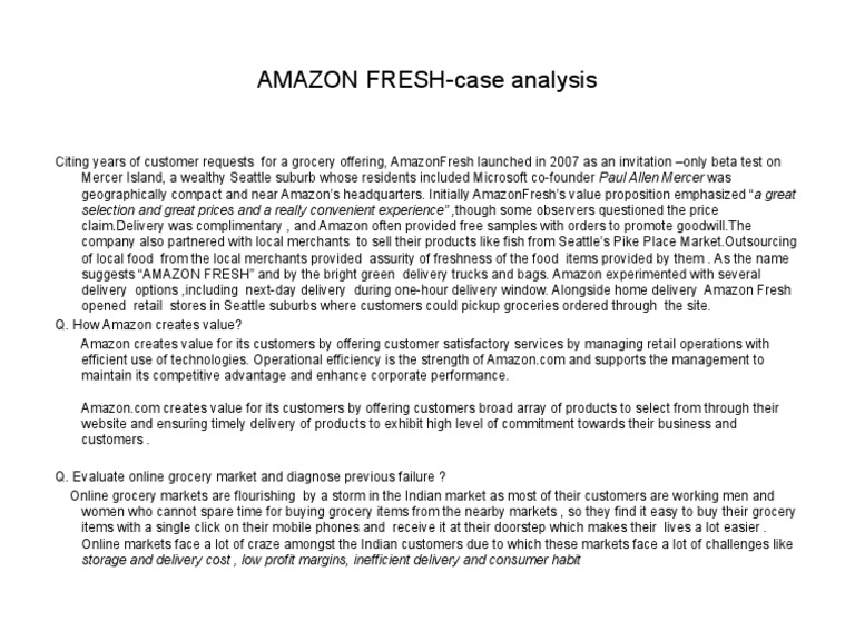 AMAZON FRESH-case Analysis | PDF