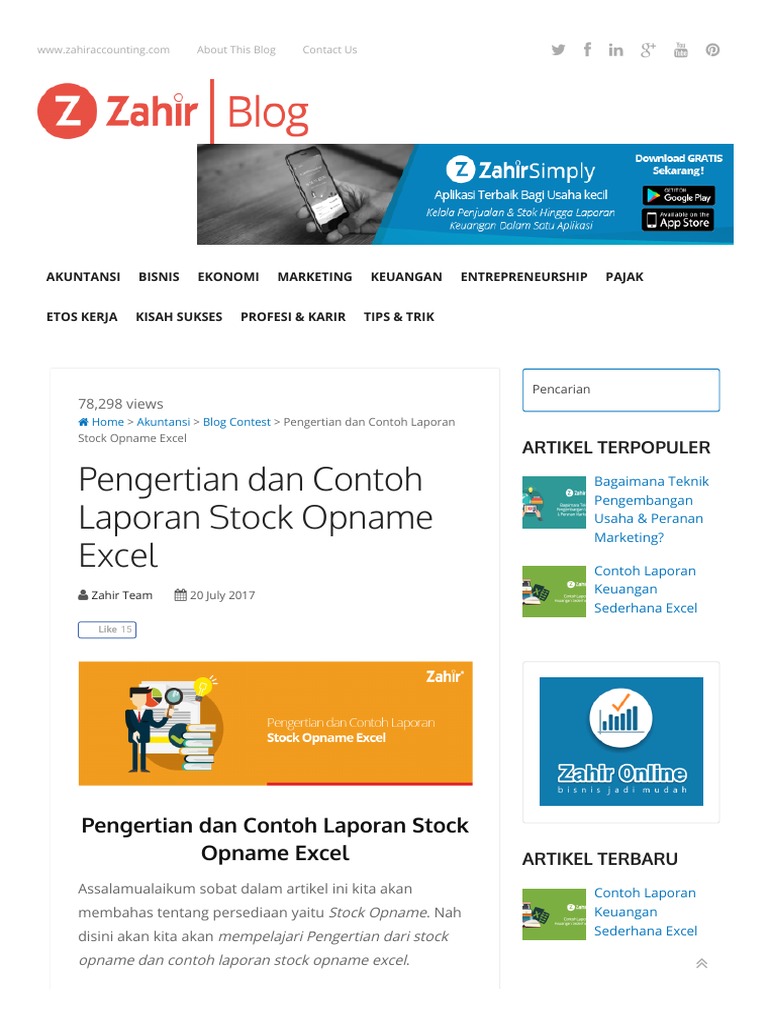 Pengertian Dan Contoh Laporan Stock Opname Excel | PDF