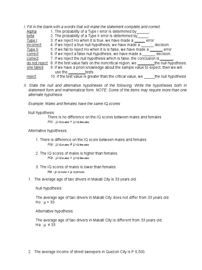 Module 2 - Statistics 2 Activities Answers Eglyn | PDF | Type I And ...