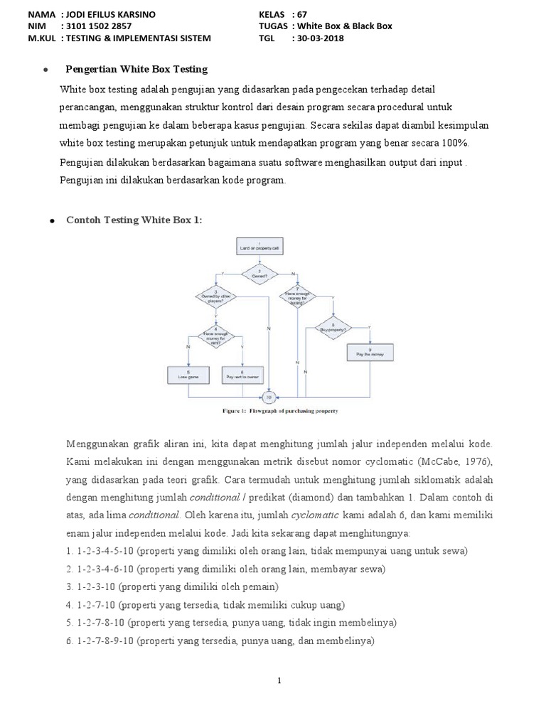 Makalah - Pengertian & Contoh Perhitungan White Box Testing | PDF
