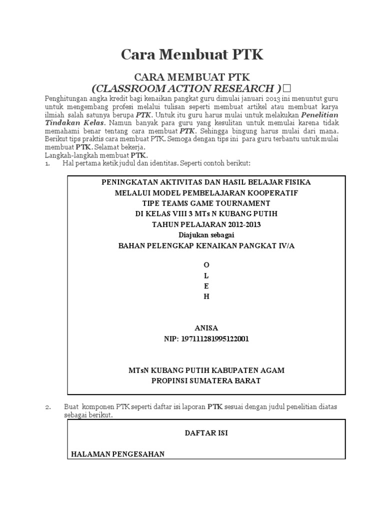 Cara Membuat PTK | PDF