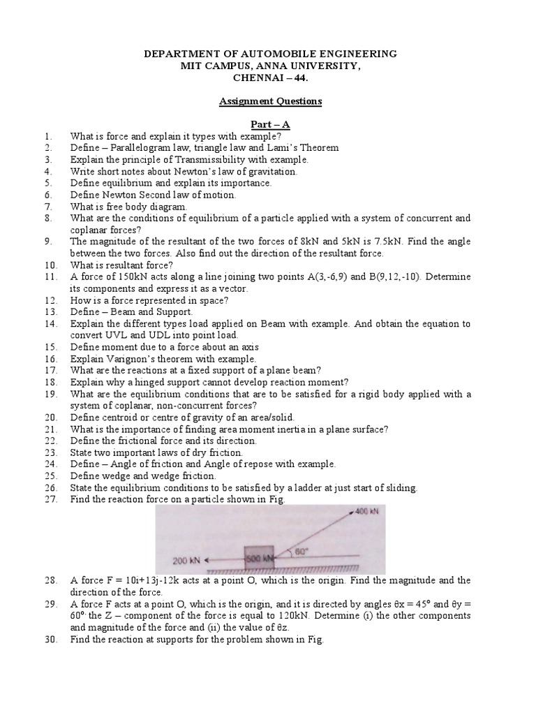 Corona Leave Assignment - Emech | Download Free PDF | Force | Euclidean ...