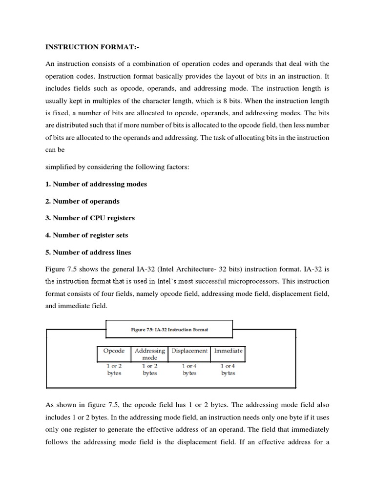 Instruction Format | PDF | Computer Engineering | Computer Architecture