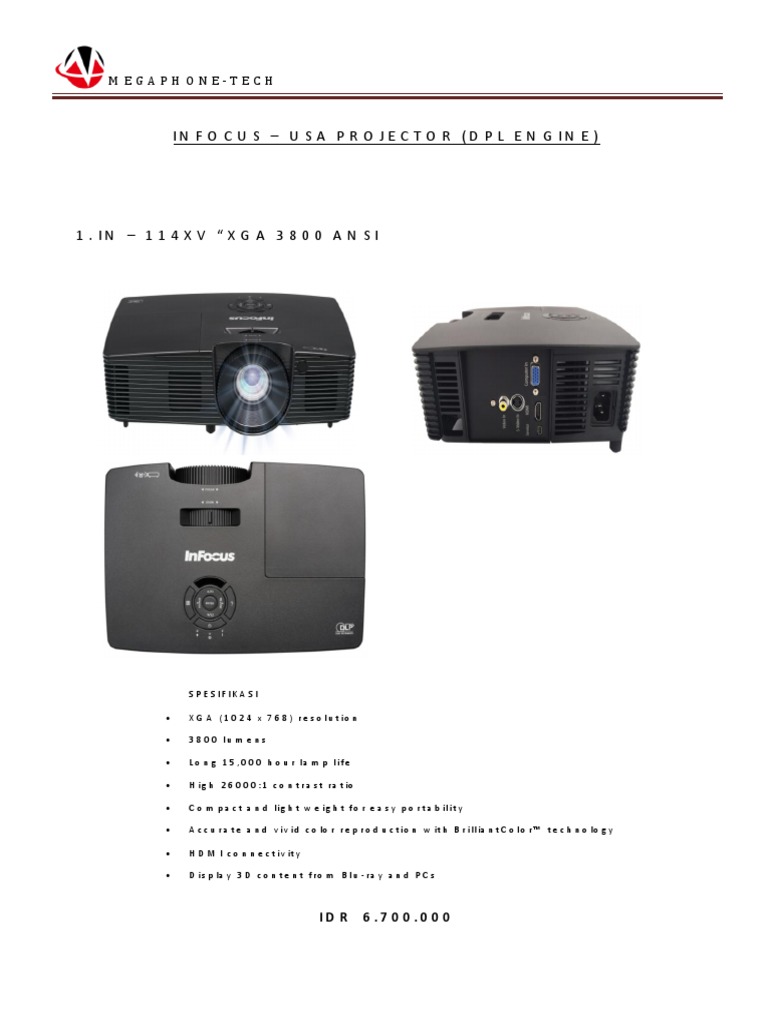 Infocus - Usa Projector (DPL Engine) : Megaphone-Tech | PDF