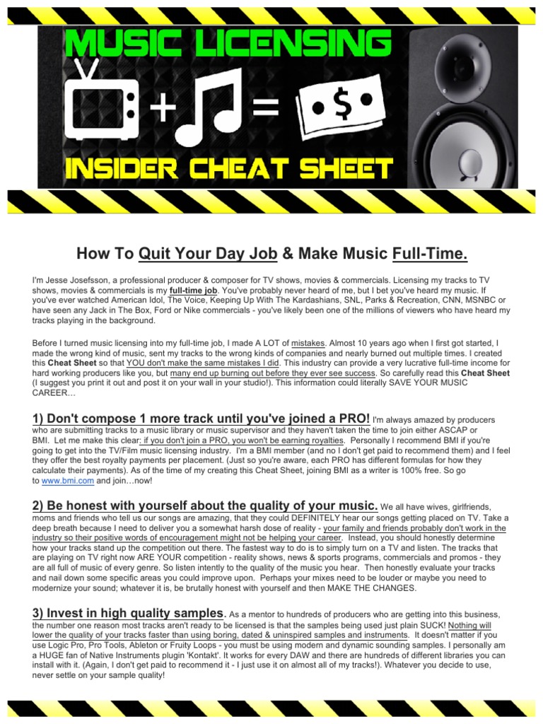 Music Licensing Cheat Sheet PDF | PDF | Royalty Payment