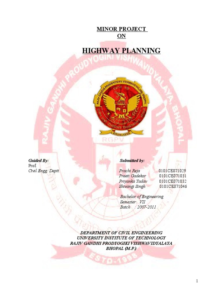 Highway Planning: Minor Project ON | PDF | Materials | Civil Engineering