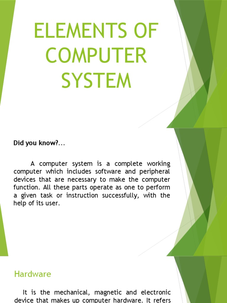 Key Elements of a Computer System | PDF