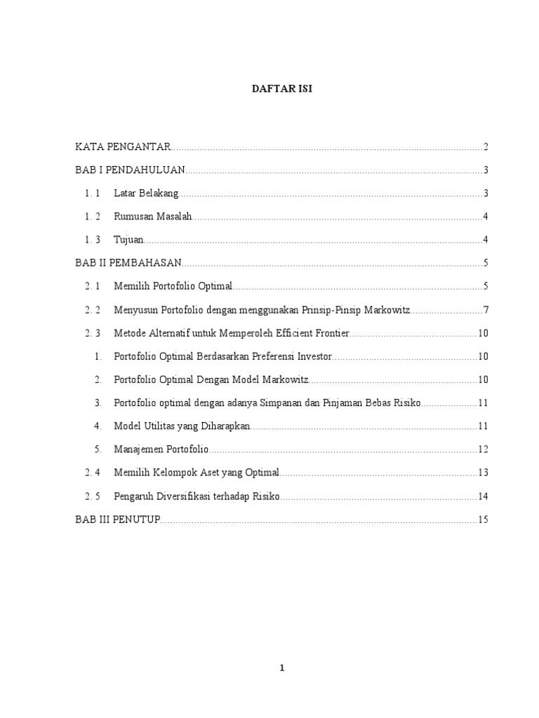Mip - Memilih Portofolio Optimal | PDF