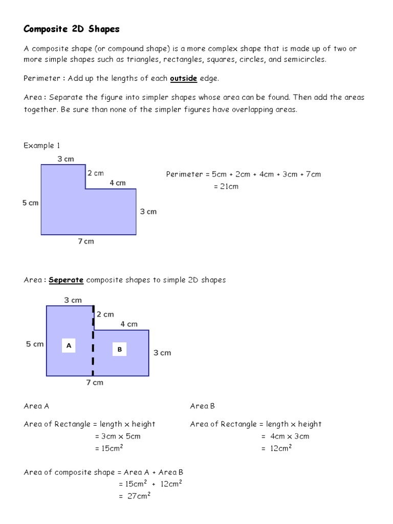Composite 2D Shapes PDF | PDF | Area | Elementary Geometry