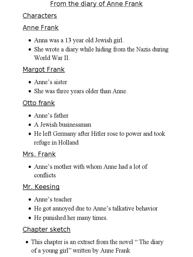 From The Diary of Anne Frank Notes | PDF