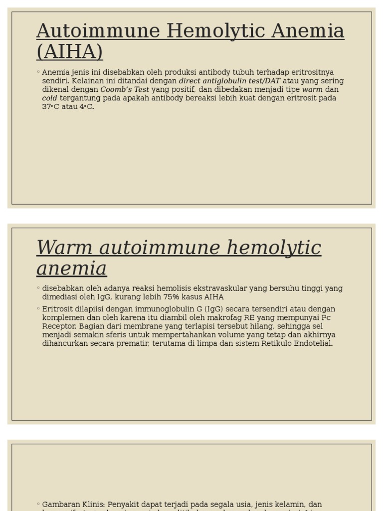 Autoimmune Hemolytic Anemia (AIHA) | PDF