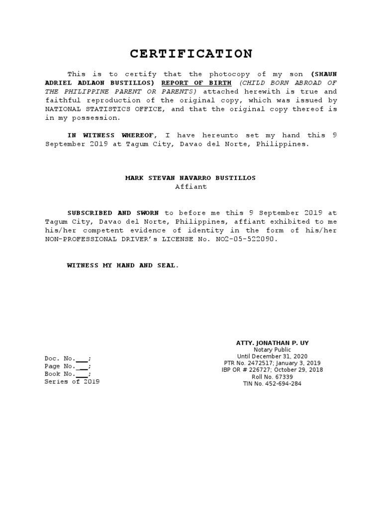 Certification Transcript of Records | PDF | Power Of Attorney | Notary ...