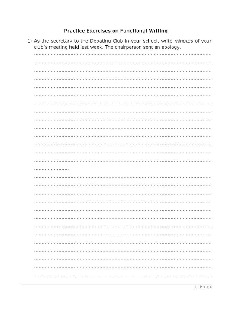 Practice Exercices On Functional Writing | PDF