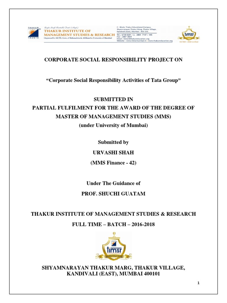 Tata Group CSR | PDF | Corporate Social Responsibility | Public–Private ...