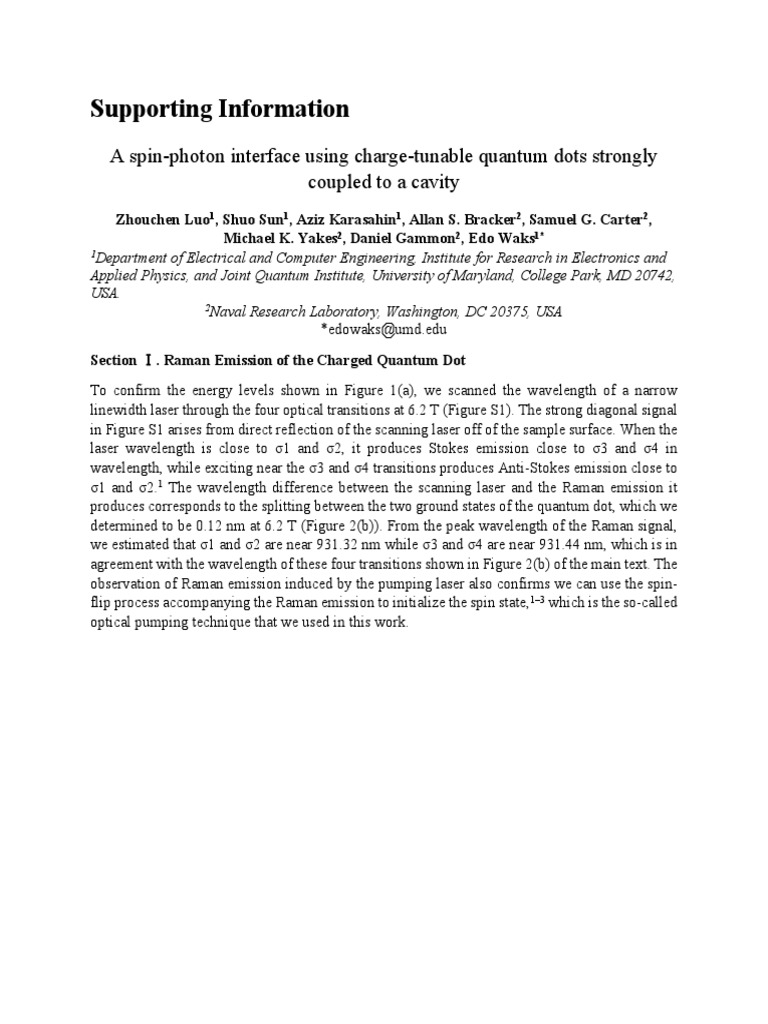 Luo - 2019 - A Spin Photon Interface Using Charge-Tunable Quantum Dots ...