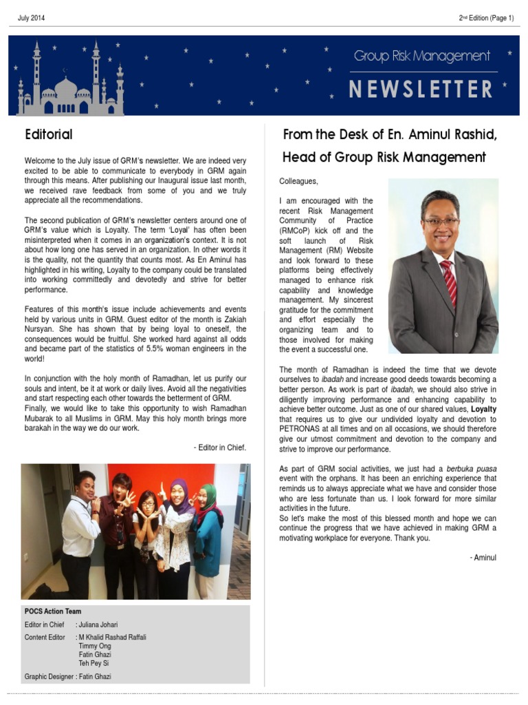 GRM Newsletter - July 2014 | PDF | Risk | Risk Management
