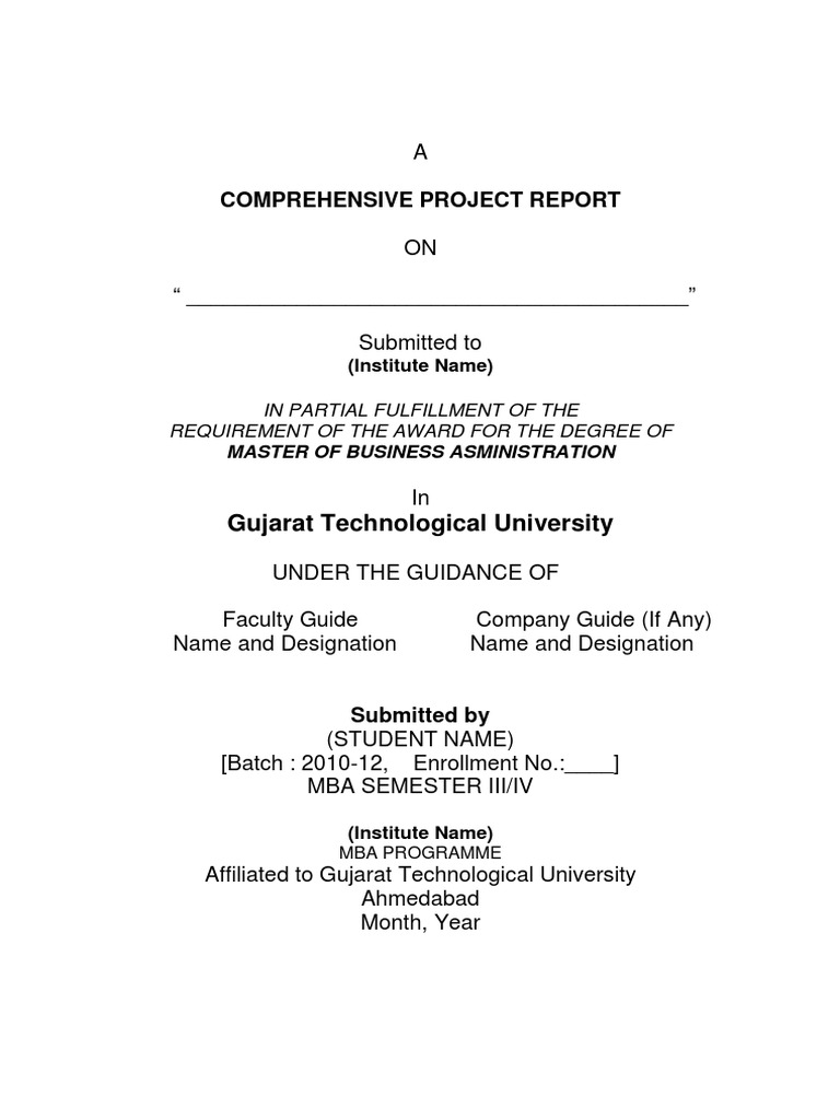 Format of Initial Pages For Comprehensive - Project Guidelines | PDF ...