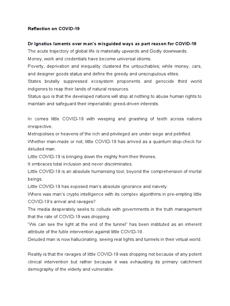 Reflection On COVID-19 | PDF | God