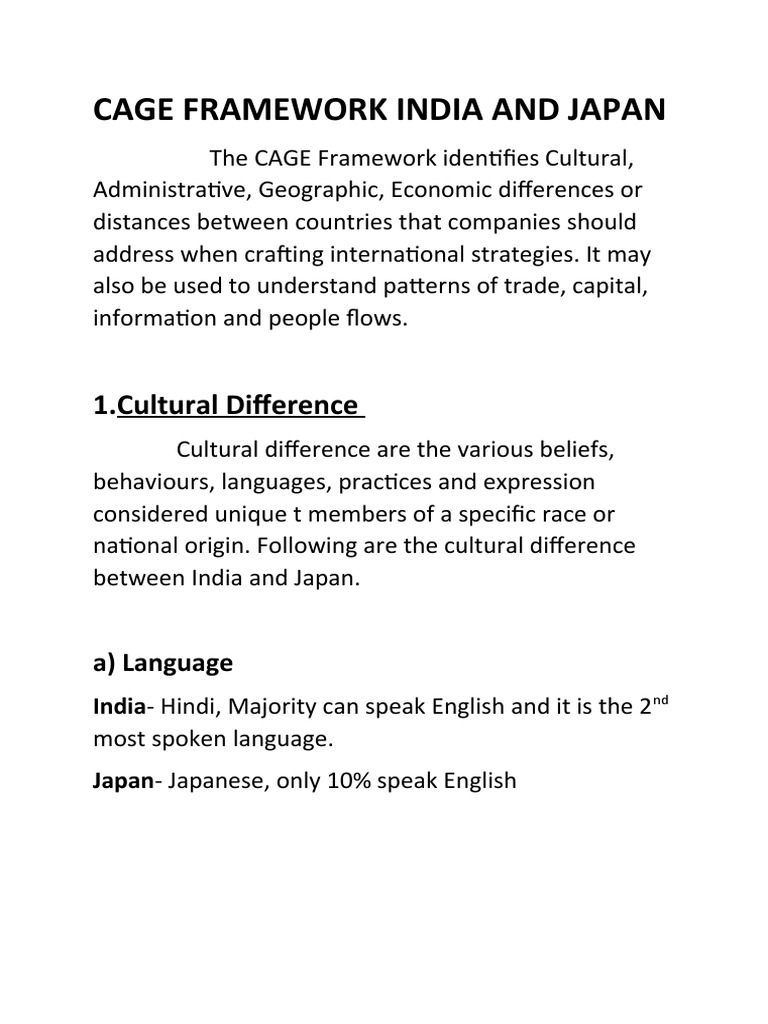 Cage Framework India and Japan | PDF | Japan | Japanese Yen