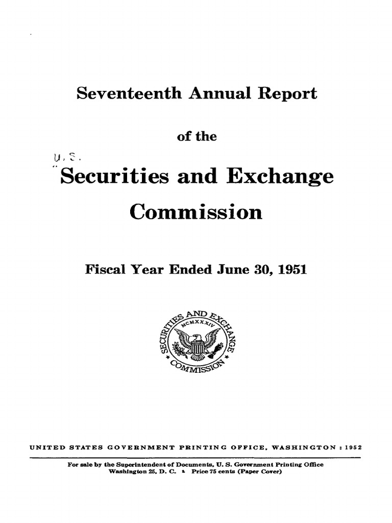 SEC 1951 Annual Report | PDF | Securities Act Of 1933 | Prospectus ...