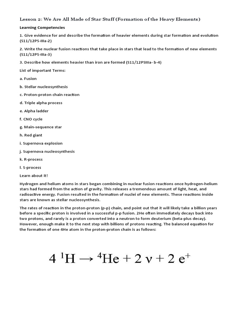 Formation of Heavy Elements in Stars | PDF | Nuclear Fusion | Stars