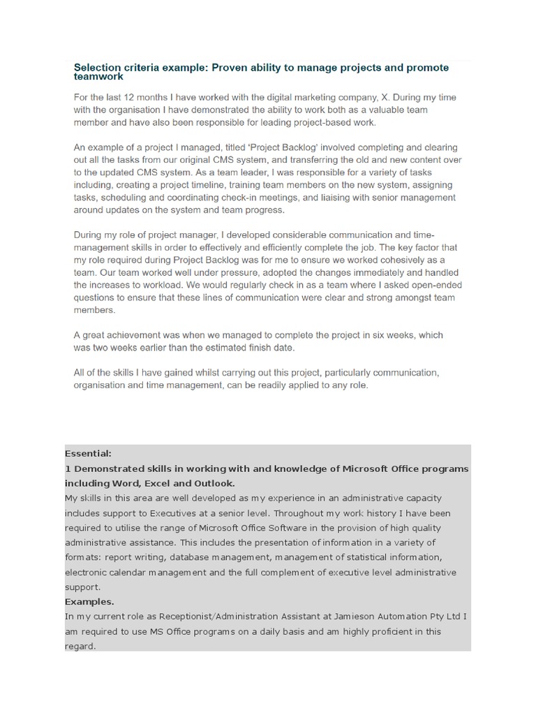 Key Selection Criteria | PDF | Microsoft Excel | Databases