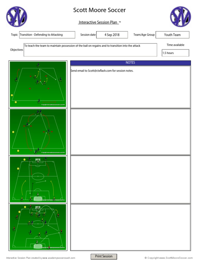 Scott Moore Soccer: Interactive Session Plan | PDF