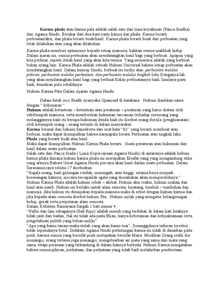 Hukum Karma Phala dalam Agama Hindu | PDF
